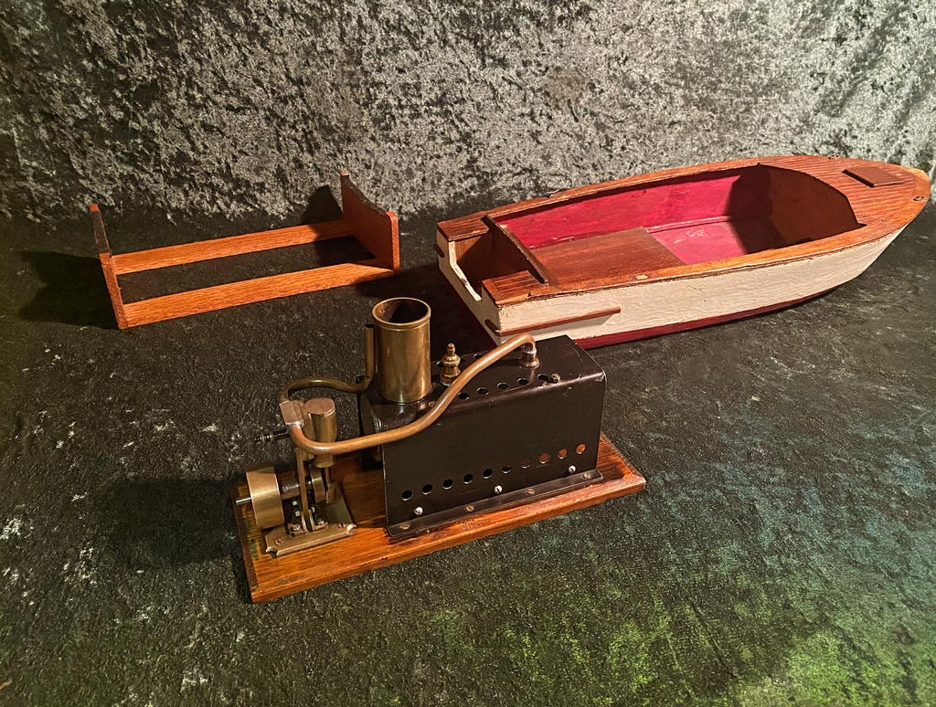 Zero Stock- Antique Live Steam Engine And Boat Model – Explorer Antiques
