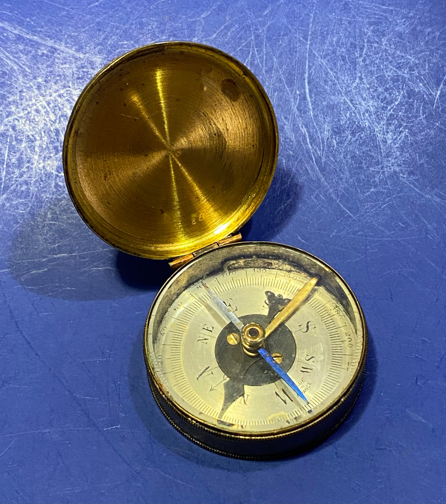Zero Stock-Vintage Pocket Brass Compass Made in France WW1 Era ...