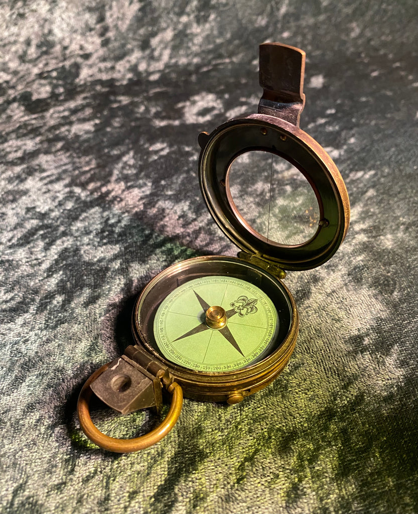 Zero Stock-Antique Green Card Prismatic Marching Compass Made in Engla ...