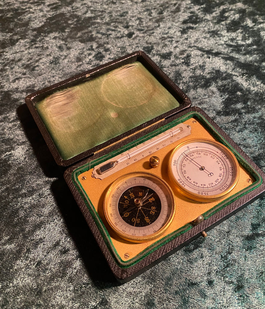 Zero Stock- Antique Pocket Barometer Compass and Thermometer Compendiu ...