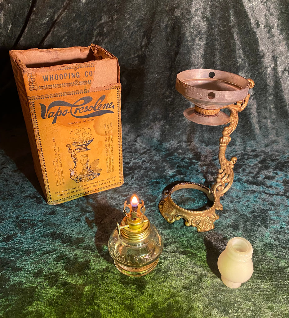 Zero Stock -Antique Cresolene Vaporizer Oil Lamp W/ Box Instructions ...