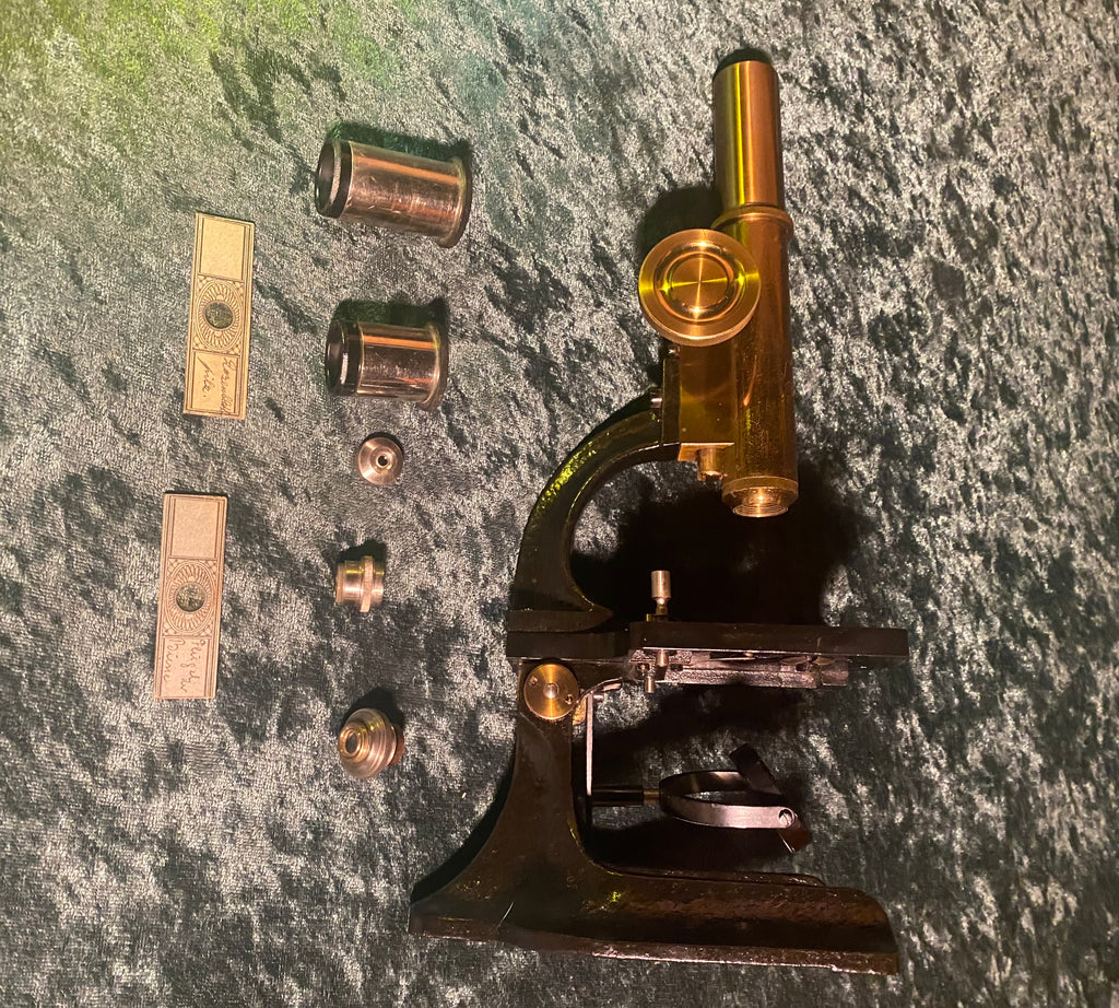 Zero Stock-Antique Brass Microscope ATCO Germany – Explorer Antiques