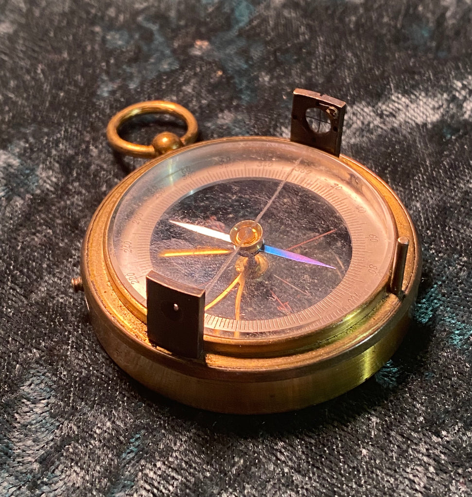 Zero Stock -Antique Compass Inclinometer Alidade Compendium Antique Co ...