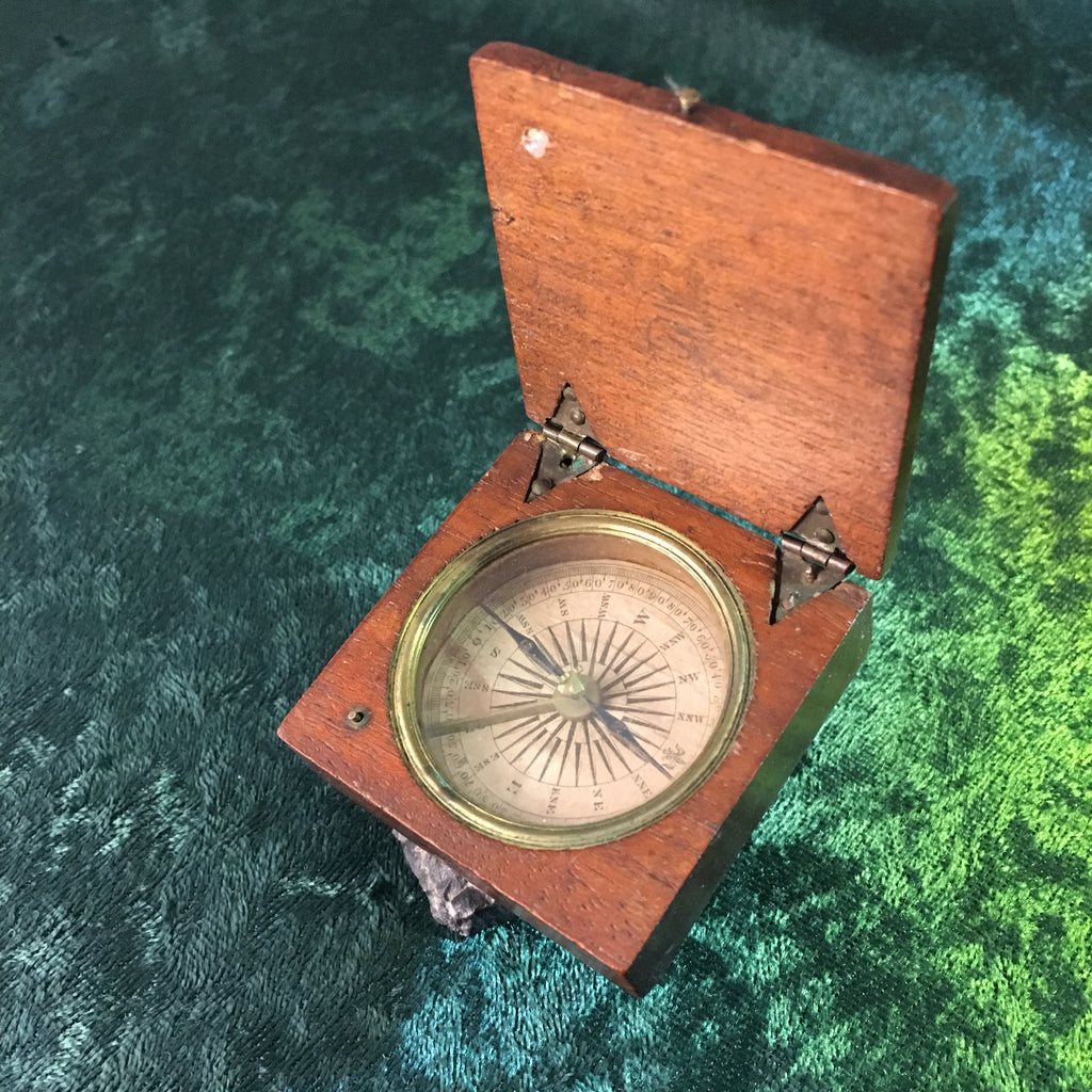 ZERO STOCK-Antique Mahogany Case Compass – Explorer Antiques