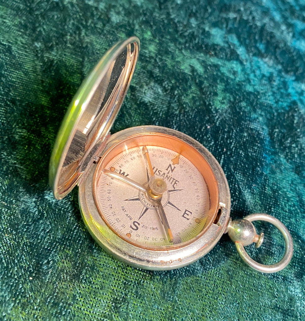 Zero Stock- Antique WW1 Taylor USANITE Compass In Rare Nickeled Cover ...