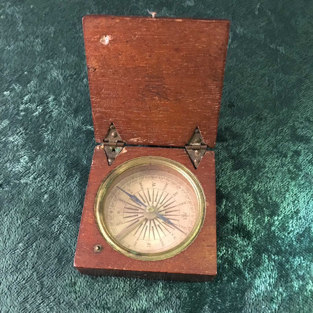 ZERO STOCK-Antique Mahogany Case Compass – Explorer Antiques