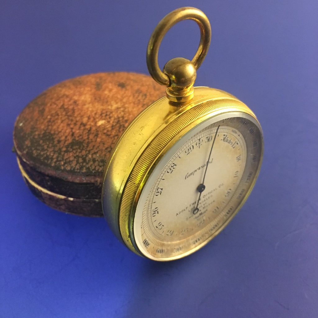 ZERO STOCK- Antique Pocket Altimeter Barometer Made by Short & Mason f ...