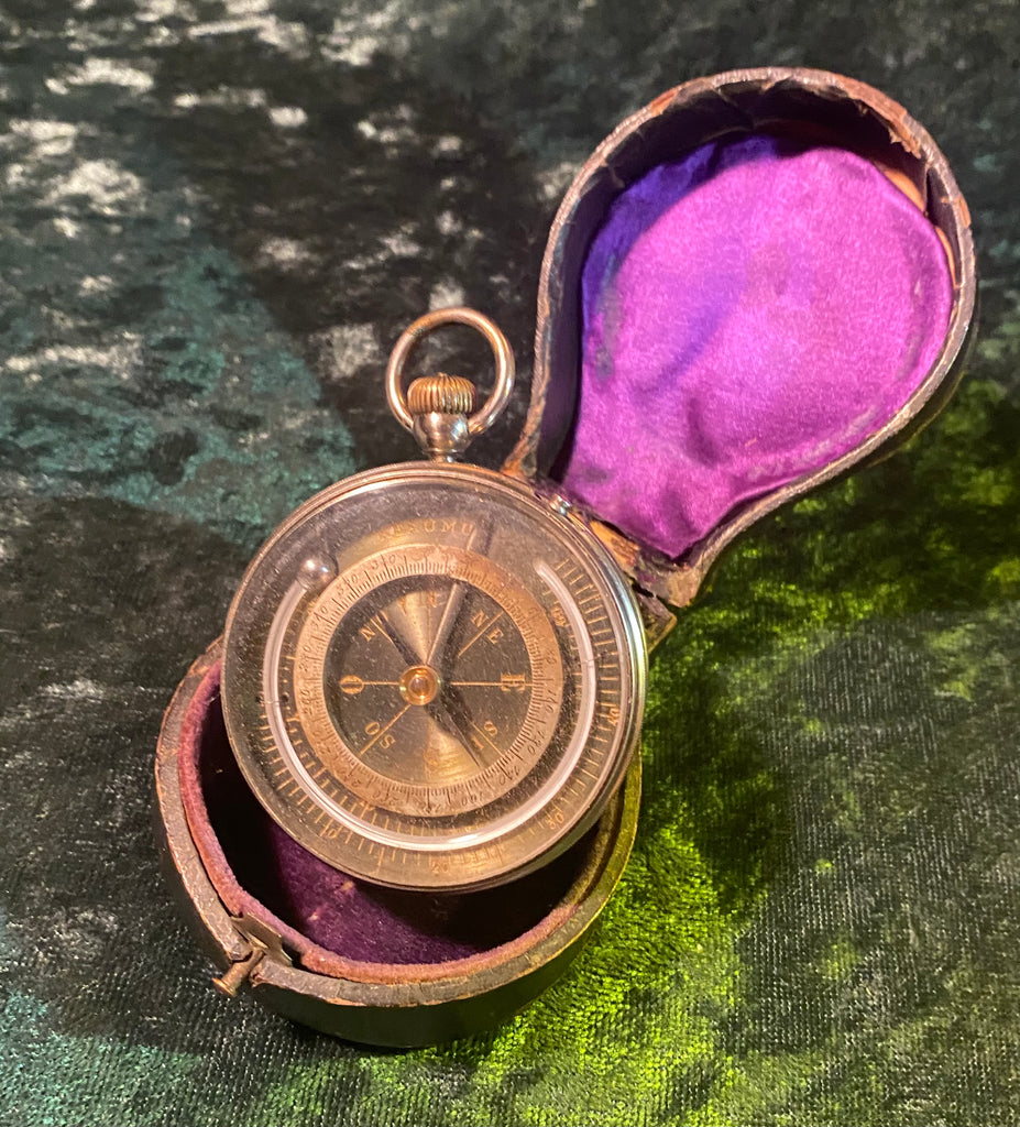 Zero Stock-Antique Pocket Barometer Compass and Thermometer Compendium ...
