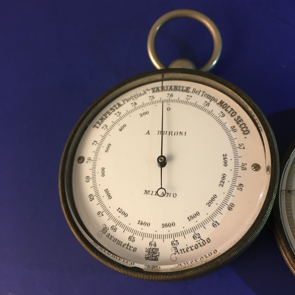 Zero Stock-Antique Barometer Compass and Thermometer Compendium Made b ...