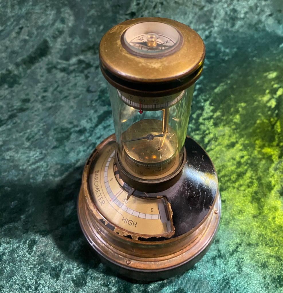 Zero Stock- Vintage Barometer Thermometer Hygrometer And Compass Weath ...