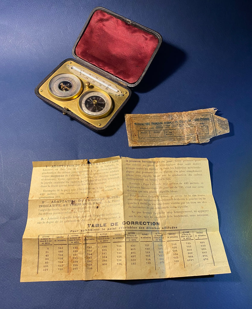 Zero Stock- Antique Pocket Barometer Altimeter Compass Compendium Made ...