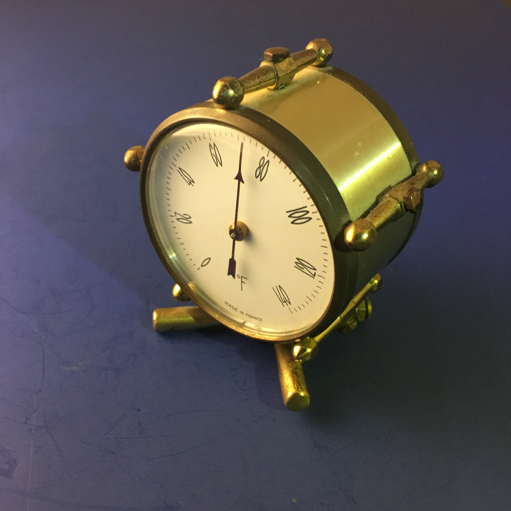 ZERO STOCK-SMALL BRASS BIMETALLIC TABLE THERMOMETER – Explorer Antiques