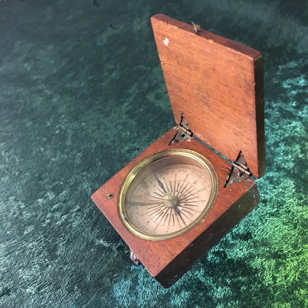 ZERO STOCK-Antique Mahogany Case Compass – Explorer Antiques