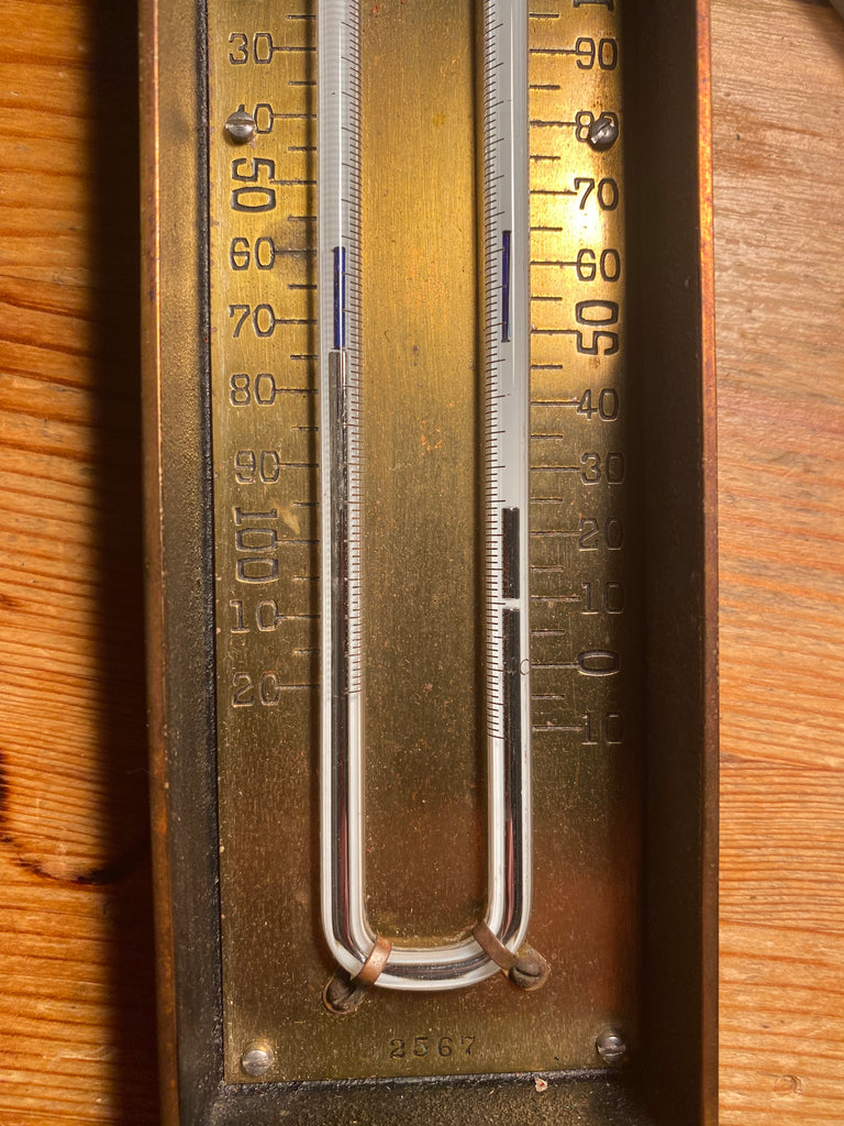 Zero Stock-Antique Minimum Maximum Brass Thermometer Made by Taylor Ro ...