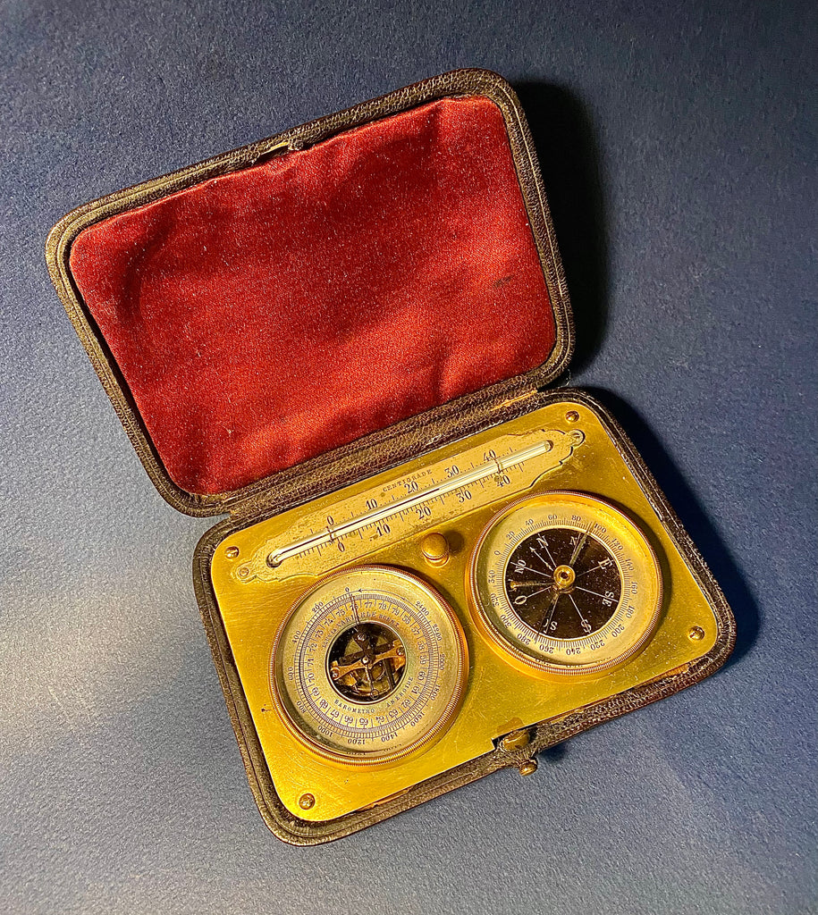 Zero Stock- Antique Pocket Barometer Altimeter Compass Compendium Made ...