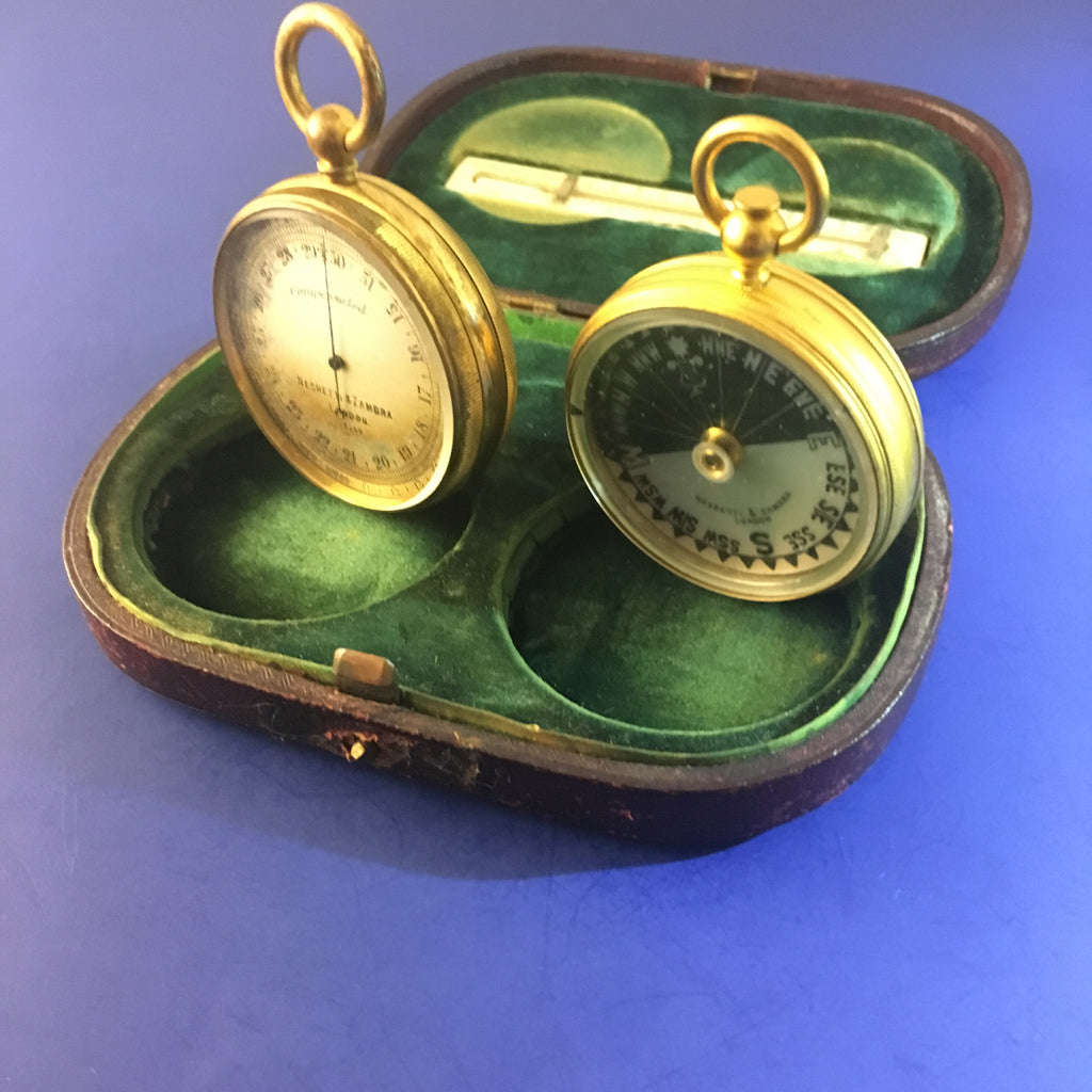 Zero Stock- Antique Pocket Barometer Altimeter Compass and Thermometer ...
