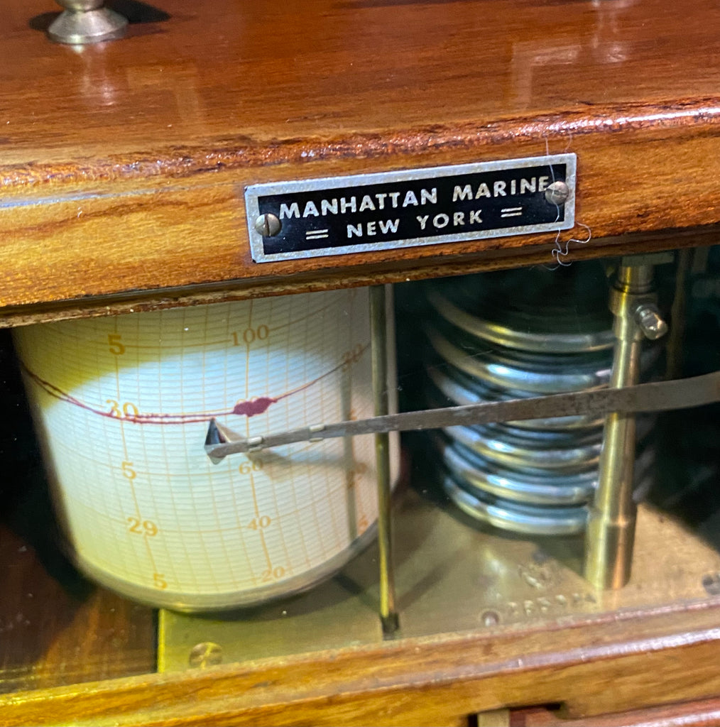 Zero Stock -Antique Barograph Maxant Paris Used by Manhattan Marine Ne ...