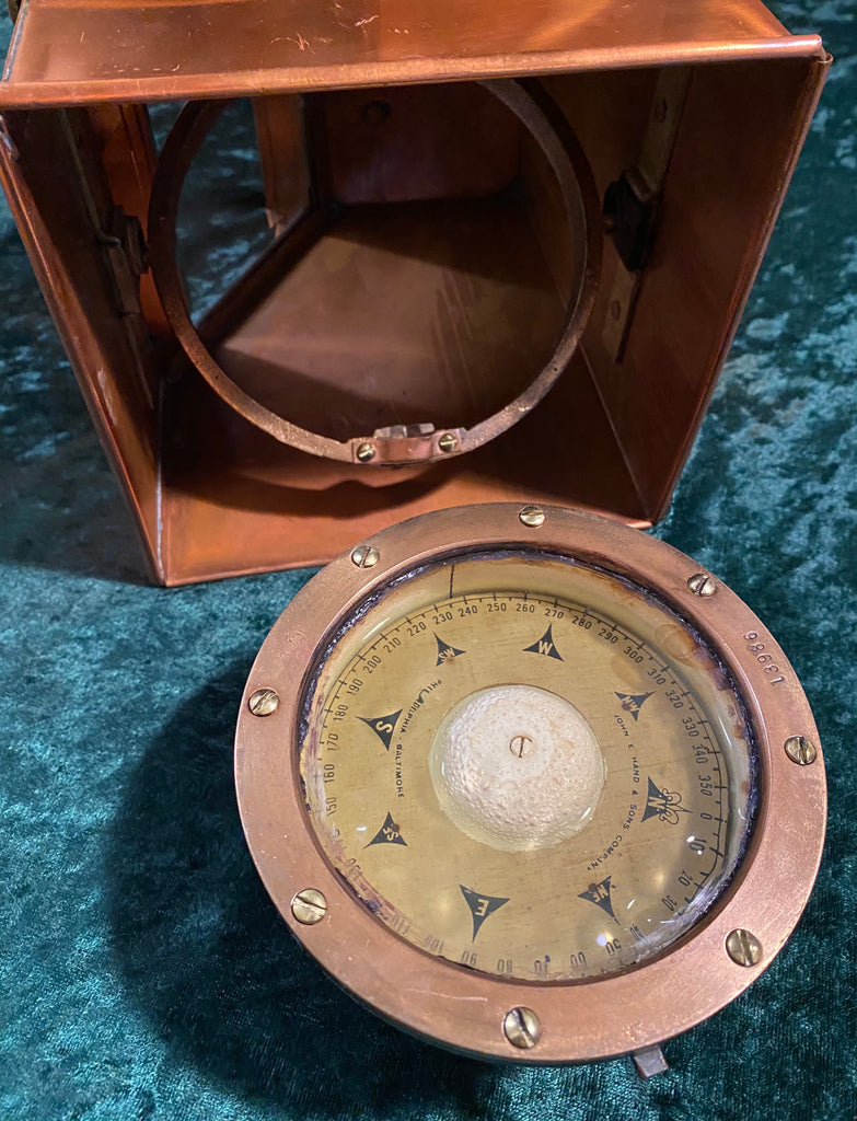 Zero Stock- Antique John E Hand Co Binnacle Compass Philadelphia ...
