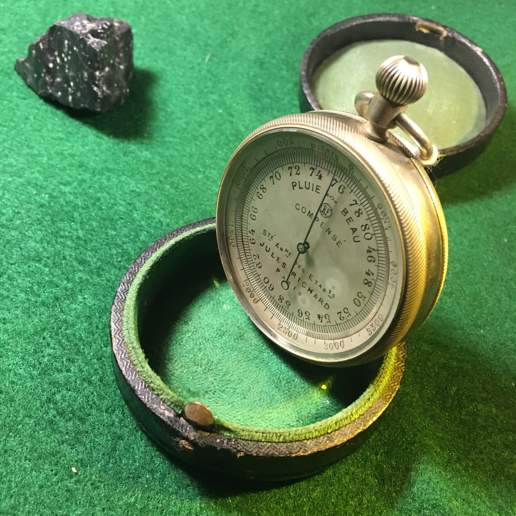 ZERO STOCK-ANTIQUE POCKET ALTIMETER BAROMETER MADE BY JULES RICHARD PA ...