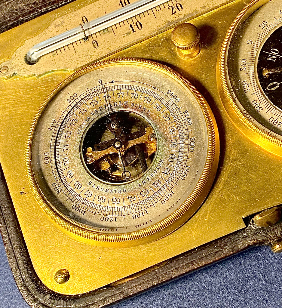 Zero Stock- Antique Pocket Barometer Altimeter Compass Compendium Made ...